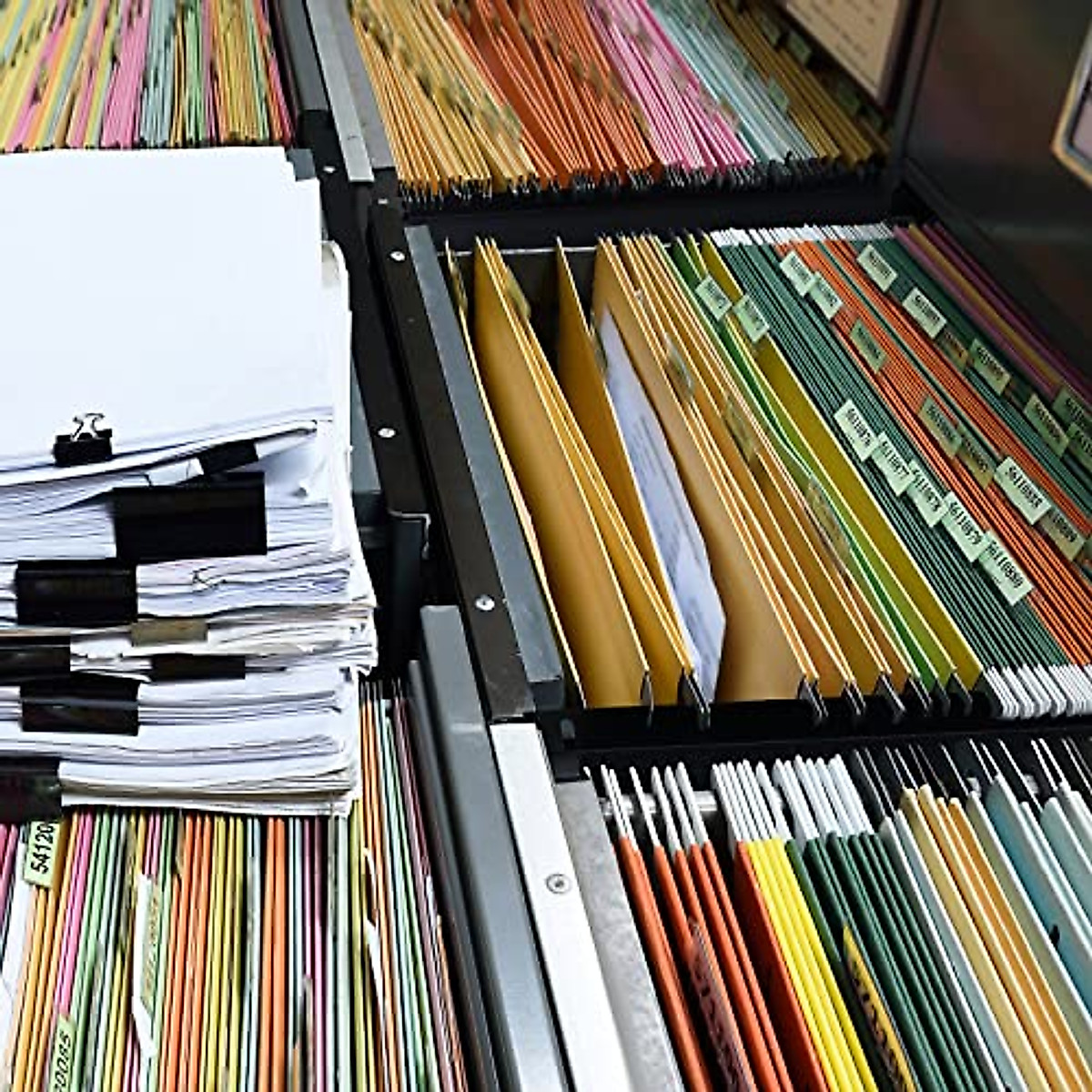 6 Pcs Front to Back Rails Lateral Drawer Hanging File Bar Black File Cabinet Rails Stainless Steel File Cabinet Parts for Sides Letter Size File Folders Storage Organizer, 15.76 Inches Long