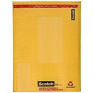 Scotch Plastic Bubble Mailer, 10.5 in x 15.25 in, Size #5, Yellow, 4/Pack (8915-4)