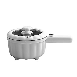 Kitchen Cooker, Electric Hot Pot Non Stick Pans Mini Ceramic Pot Personal Electric Skillet with Handles Lids for Steak Egg Fried Rice Ramen Oatmeal Soup (White)