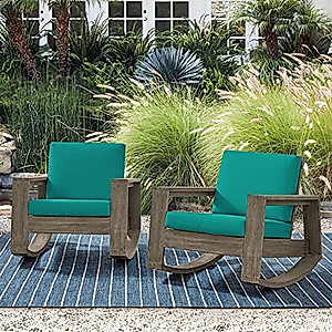 idee-home Patio Chair Cushion for Outdoor Furniture 22x22x4 in, Outdoor Seat Cushion Replacement Patio Seat Cushions Chair Pad with Ties, Outdoor Chair Cushion Set of 2 Waterproof Swing Cushion