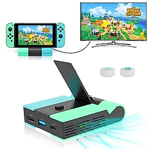 E-MODS GAMING Switch Charging Docking Station- Foldable Switch TV Dock Charger Stand for Nintendo Switch, Portable Type C Charging Dock Replacement for Nintendo Switch with HDMI Adapter & USB 3.0 Port