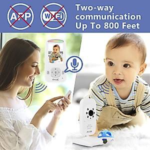 Video Baby Monitor, Slim Handheld, Non-Slip Design, 2.4" Vertical Screen Monitor & Digital Camera, Range up to 1000ft, 12 Hour Battery Life, 2-Way Talk, Night Vision, Temperature Monitor, No WiFi.