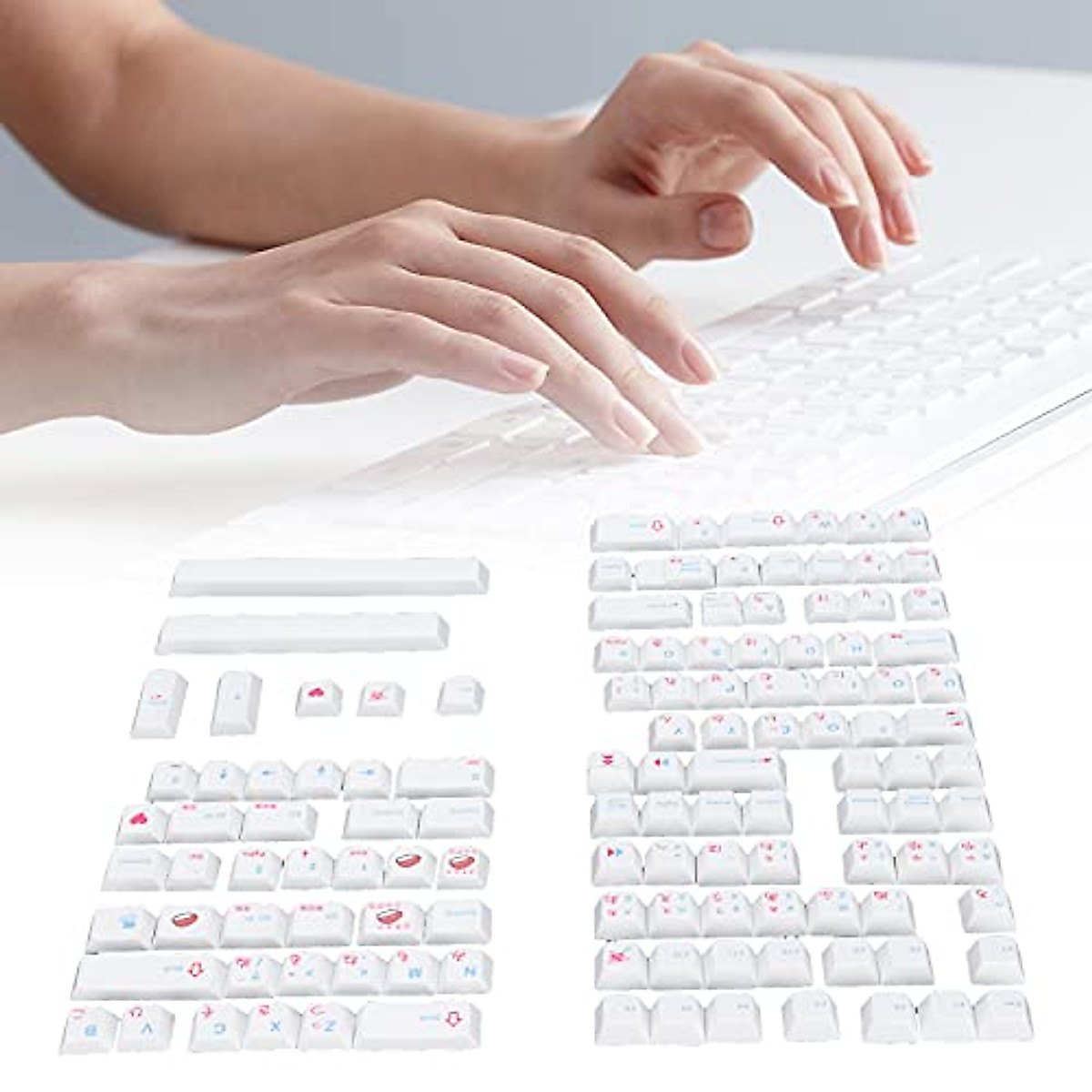 Yoidesu 123 Keys Japanese Sushi Keycaps, Cartoon PBT Keycap for General Mechanical Keyboard Oil Resistant Gaming Keyboard Keycap with Shaft Puller(Sushi)