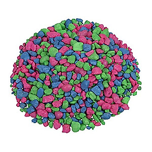 GloFish Aquarium Gravel, Pink/Green/Blue Fluorescent, 5-Pound, Bag Pink/Green/Blue Fluorescent, 4 x 5 x 9 inches ; 5 pounds (29085)