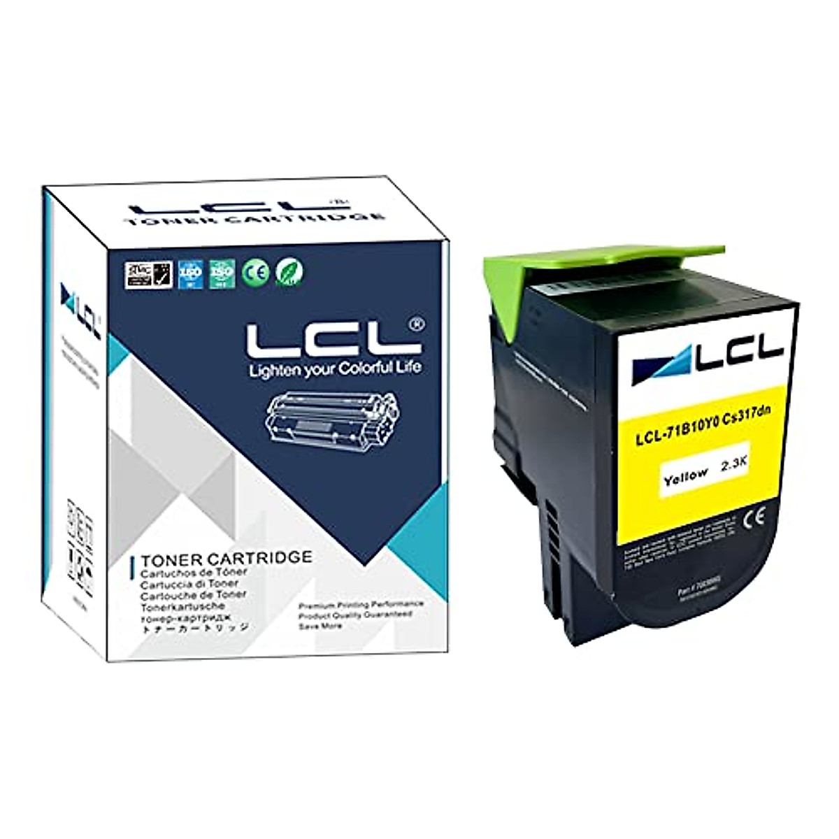 LCL Remanufctured Toner Cartridge Replacement for Lexmark 71B0040 71B10Y0 CS317dn CS317 CS317dn CX317 CX317dn CS417 CS417dn CX417 CX417de CS517 CS517de CX517 CX517de (1-Pack Yellow) Toner