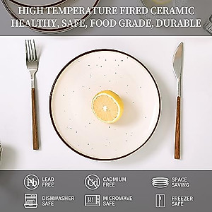 Dessert Plate Set Salad Plates - Modern Rustic Ceramic Plate Sets for 6 - Porcelain Appetizer Plates - 8" Serving Plates for Breakfast | Lunch | Dinner - Microwave and Dishwasher Safe - Vanilla White