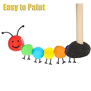 50PCS Round Sponges Brush Set Assorted Size Round Foam Brush with Wooden Handle Sponge Brushes for Painting Foam Paint Brushes Painting Tools for Kids Painting Crafts