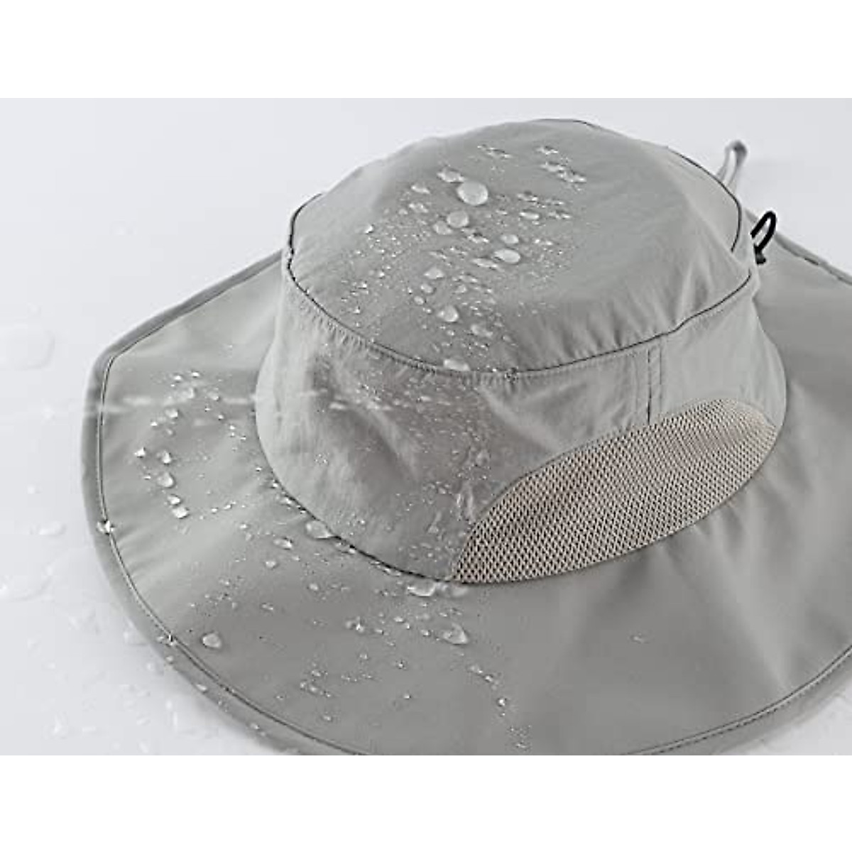Home Prefer UPF50+ Mens Sun Hat Wide Brim Fishing Hat Airy Mesh UV Protection Hat Portable Bucket Sun Hat Light Grey