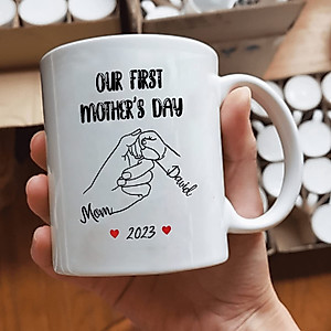 Personalized First Mother's Day Ceramic Coffee Mug, Gift For Mom From Baby, Mug For New Mom, Our First Mother's Day Together Custom Names Mug