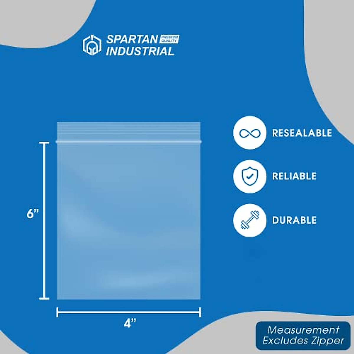 Spartan Industrial - 4” X 6” (1000 Count) 2 Mil Clear Reclosable Zip Plastic Poly Bags with Resealable Lock Seal Zipper