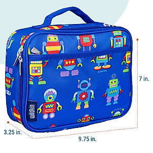 Wildkin Kids Insulated Lunch Box – Durable and Reusable for School & Travel - Robots