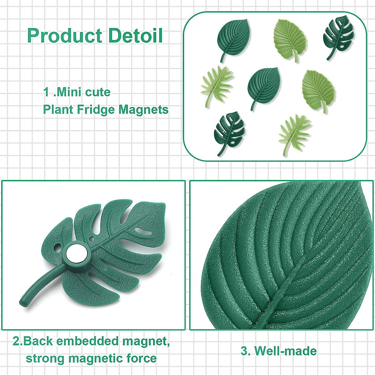 8pcs Plant Fridge Magnets, Aesthetic Leaf Fridge Magnets Mini Tropical Refrigerator Magnets Cute Fridge Magnets Monstera Plant Decor for Locker Fridge Home Office (4 Styles)