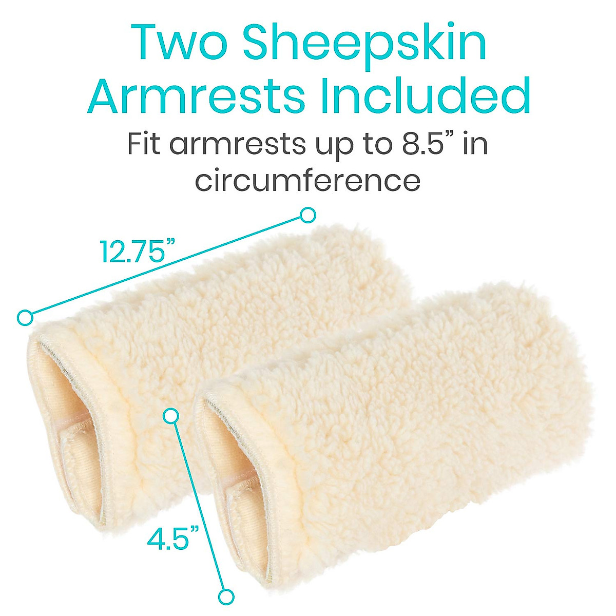 Vive Wheelchair Armrest Cover (Pair) - Memory Foam Sheepskin Pad for Office & Transport Chair - Soft Support Cushion Accessories for Padded Arm Rest, Kids, Adults - Comfort Padding Pressure Relief