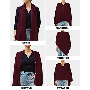 PULI Women's Versatile Knitted Shawls Scarf Poncho Sweater with Buttons Light Weight Spring Summer Fall Shawl Wrap