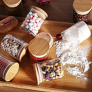12 Piece Glass Storage Jars Set with Bamboo Lid, 6oz Glass Spice Canisters, Mini Glass Mason Jars with Airtight Lid for Kitchen Corner, Suit for Sugar, Cookies,Rice Flour and Other Dry Food Storage