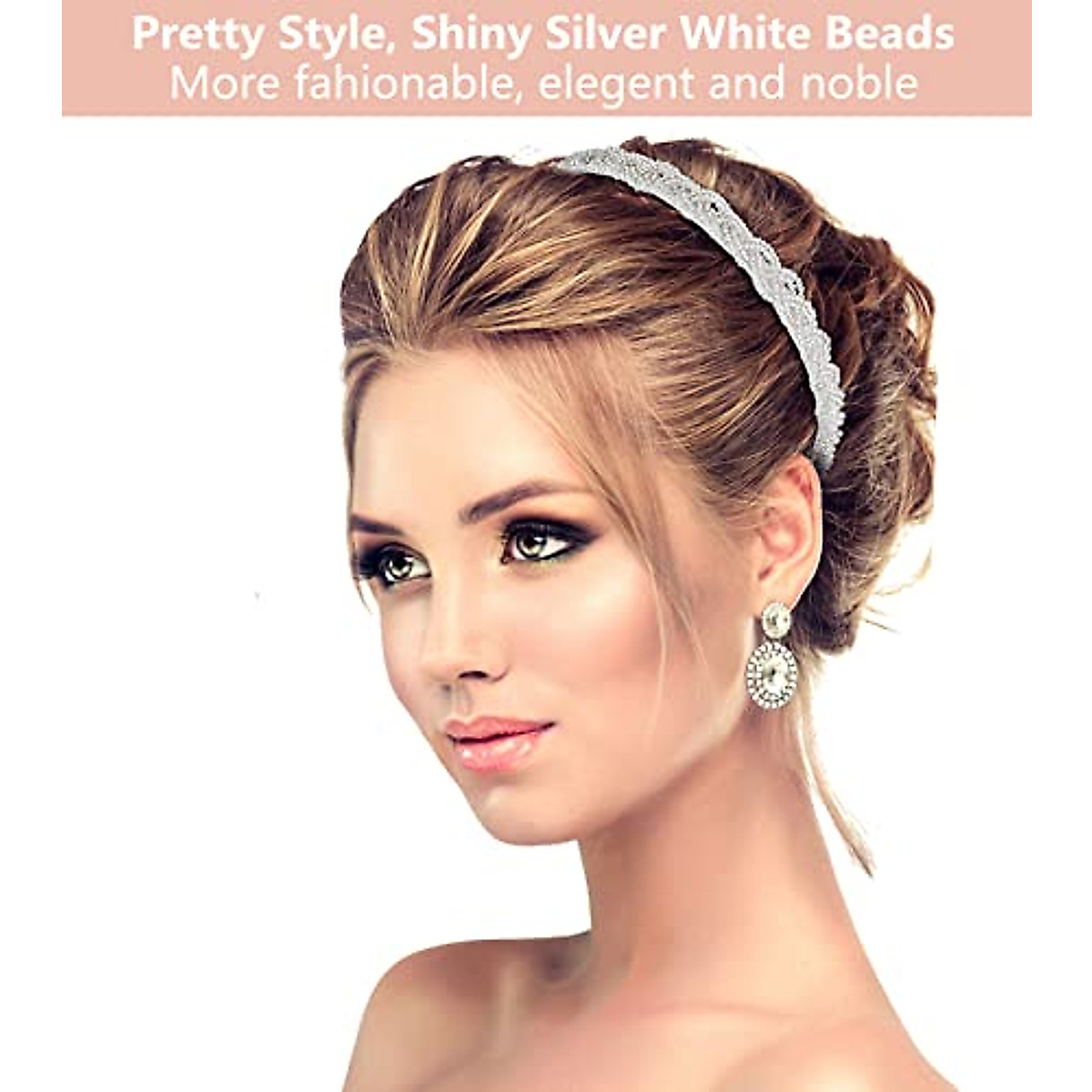 bodbop XINGZHE Crystal Hair Band for Women Headband Fashion Hair Bands Girls Beads Head Hoop Clips Metal Beaded Hairband Beauty Care Elegant Bling Headwear Accessory Wedding Bride