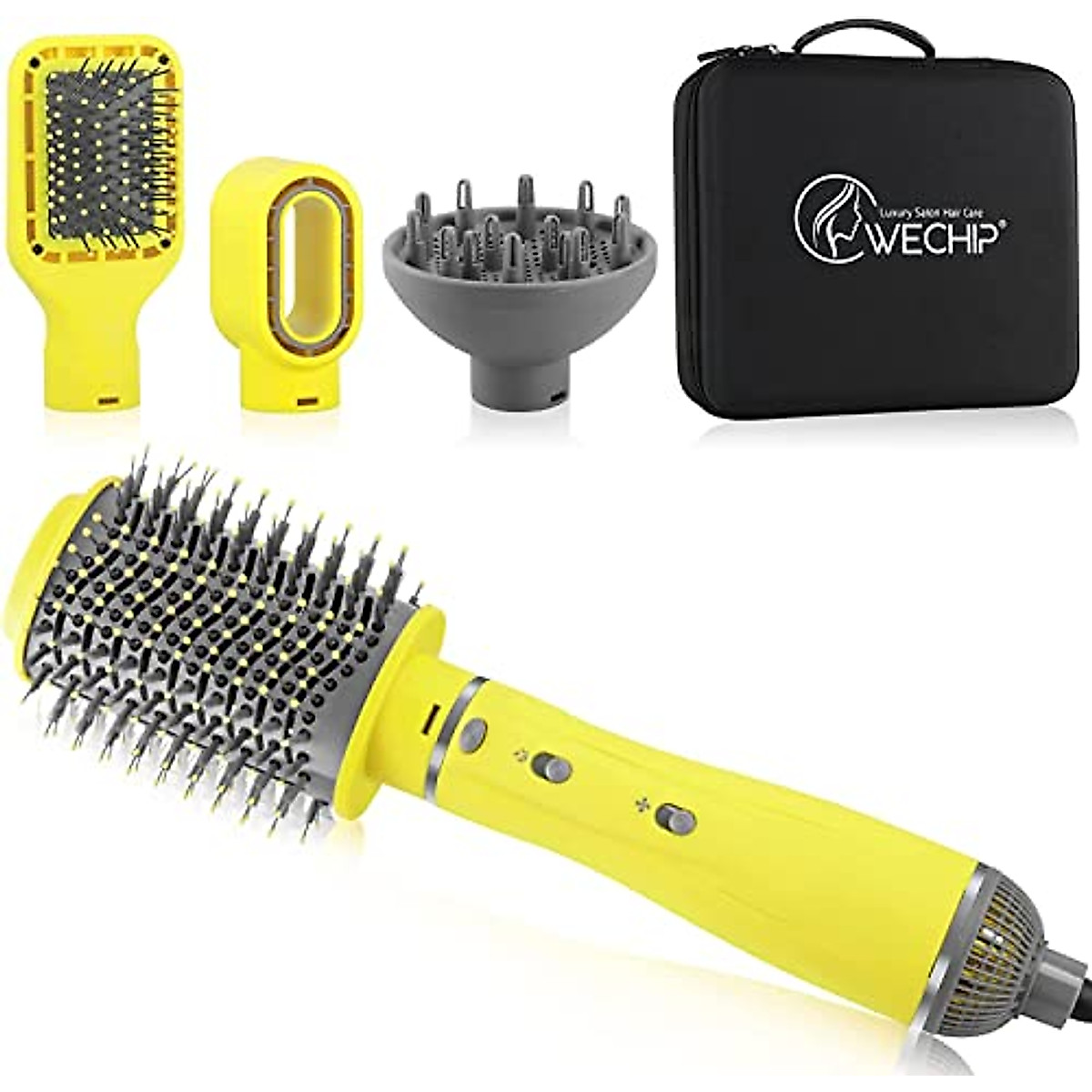 Hot Air Brush, 4 in 1 One Step Professional Hair Dryer Brush, Negative Ion Detachable Blow Dryer Brush for Curling Drying Straightening Combing with Travel Storage Box