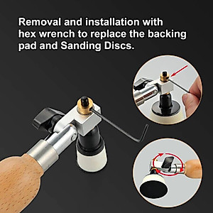 Bowl Sander Kit, Sanding Block, Wood Lathe Tools with 50Pcs Hook & Loop Sanding Discs+ 1" & 2" Backing Plates and Foam Interface Pads, 13" Long Hardwood Handle and Dual Bearing Head for Woodworking