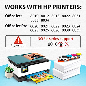 Smart Ink Compatible Ink Cartridge Replacement for HP 910XL 910 XL (Black XL & C/M/Y XL 4 Combo Pack) to use with Officejet Pro 8025 8020 8028 8035 8023 Officejet 8022 8010 8015