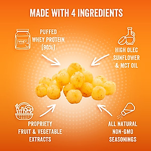 Better Than Good Savory Keto, Gluten-Free Baked Cheddar Protein Puffs (4-Pack) - Paleo, Low Sugar, Low Calorie, Diabetic Friendly Snacks | 15g Protein & 2 Servings of Fruits & Veggies