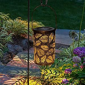 TAKE ME Solar Lantern Outdoor Waterproof Garden Hanging Lights Metal Leaf Pattern Lights for Garden Gifts Mother's Day Gift (Leaf.)