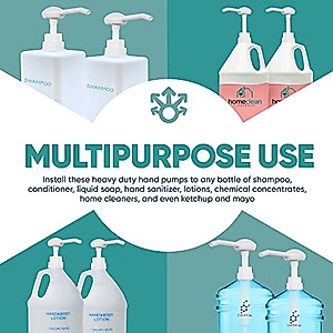 Gallon Pump Dispenser - Dispenses 1 Ounce Per Stroke - for Plastic or Glass Bottles – Heavy-Duty Leak Proof for Commercial and Household Use - Plastic Pump for 1 Gallon Jug – BPA Free (Pack of 4)