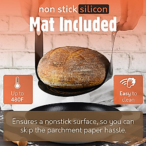 Krustic Enameled Cast Iron Dutch Oven for Sourdough Bread Baking | 6 Quart Pot with Lid | 10 Inch Ceramic Enamel Thick Coated Cookware Set with Non Stick Silicone Baking Mat for Cooking | 6 Qt | White