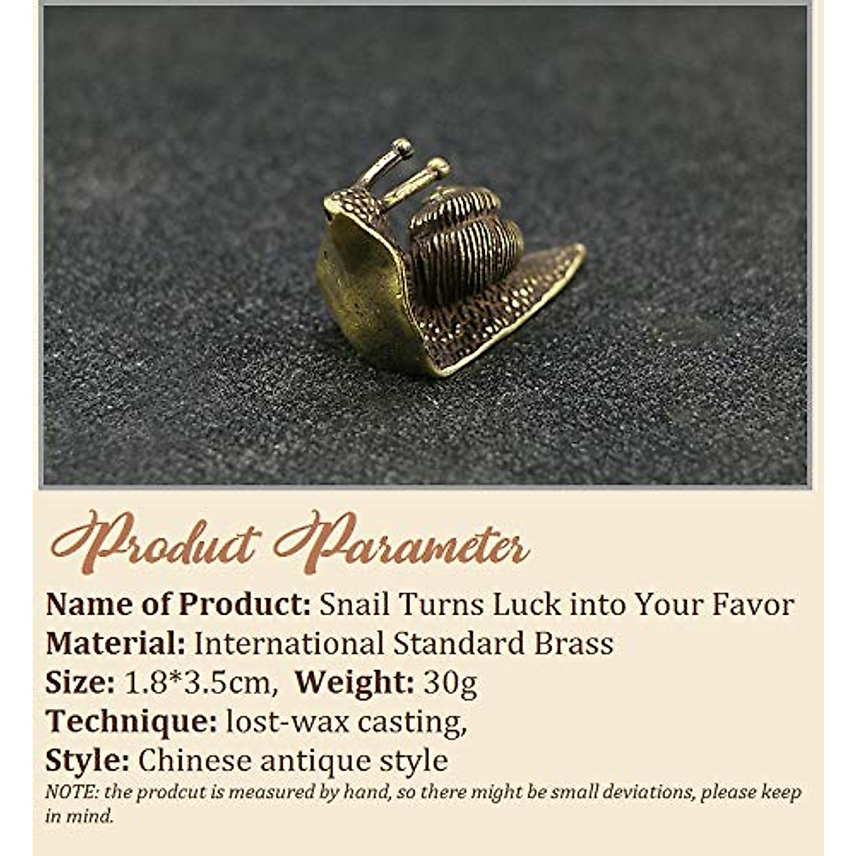 LOTONTJ Brass Statue Miniature Feng Shui Ornament Snail Turns Luck into Your Favor Tea Table Decorative Animal Sculpture Zen Garden Statue Home Office Figurine Attract Good Luck Money