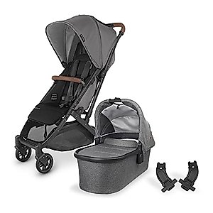 MINU V2 Stroller-Greyson (Charcoal mélange/Carbon/Saddle Leather)+ Adapter for Bassinet/MESA + Bassinet - Greyson (Charcoal Melange/Carbon)