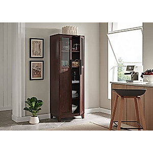 Home Source Mahogany 2-Door Bar Cabinet with Glass Display