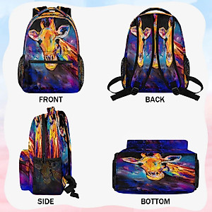 Cute Giraffe Backpack for Girls Boys Kids School Student Bookbag Galaxy Nebula Laptop Backpack 14 Inch Travel Daypack Computer Bag for Women Teenager College Work