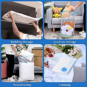 MecTo Vacuum Storage Bags 6 Pack Jumbo Space Saver Vacuum Storage Bags, Reusable Ziplock Vacuum Sealer Bags for Clothing, Comforter, Pillow, Blankets, Bedding, Travel, Hand Pump Included