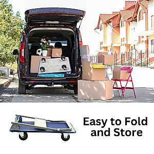 660 lbs Foldable Platform Truck Dolly with Swivel Wheels, Heavy Duty Moving Platform Hand Truck, 36.22 * 23.82 * 34.25 inches (PH300IRON)