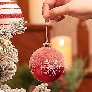 Valery Madelyn Christmas Tree Decorations Set, 16ct Red and White Shatterproof Christmas Ball Ornaments Bulk, 3.15 Inch Traditional Hanging Ornaments for Christmas Trees Xmas Holiday Party Decor