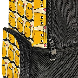 Supdreamc Cute Cartoon Potato Art Daypack Backpack Durable Polyester Anti-Theft Multipurpose Bookbag Big Capacity Travel Hiking & Camping Rucksack With Smooth Zippers
