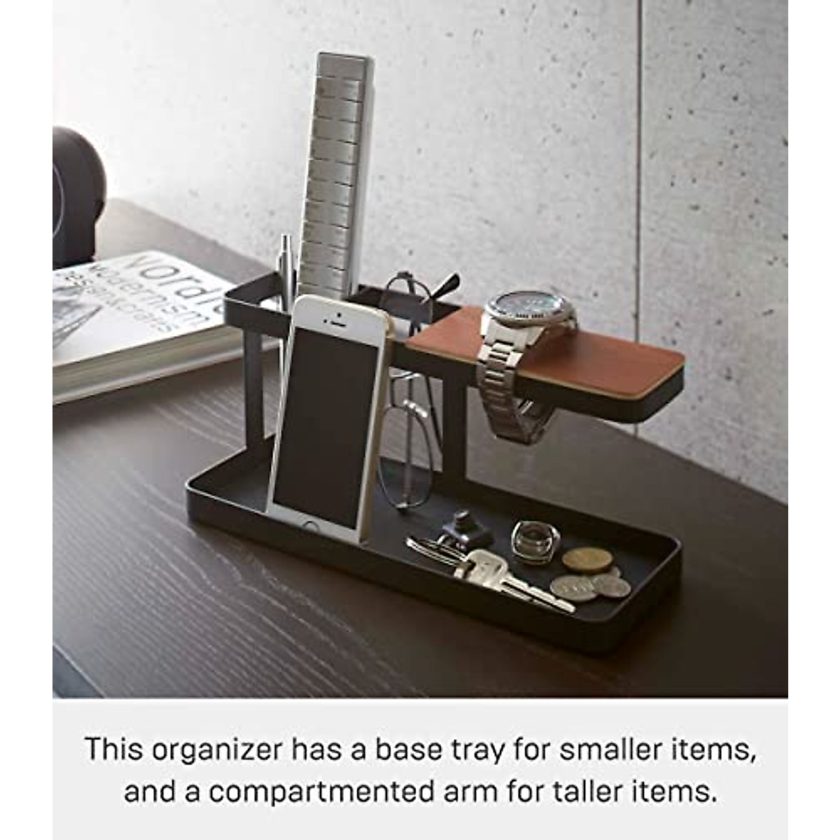 YAMAZAKI home 2300 Desk Bar-Wood & Steel Organizer, One Size, Black