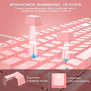 Pink Mechanical Keyboard Gamer Gaming White Backlit Wired TKL 87 Keys Gaming Keyboard with Blue Switch Keyboard for PC Gamer Computer Laptop/PS4/Xbox/MAC/Windows(Pink)