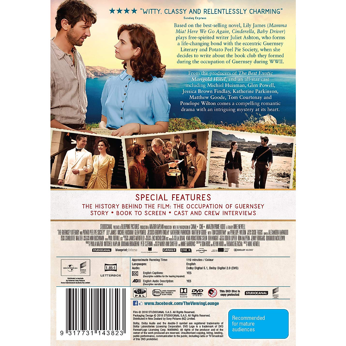 The Guernsey Literary And Potato Peel Society | Lily James | NON-USA Format | PAL | Region 4 Import - Australia