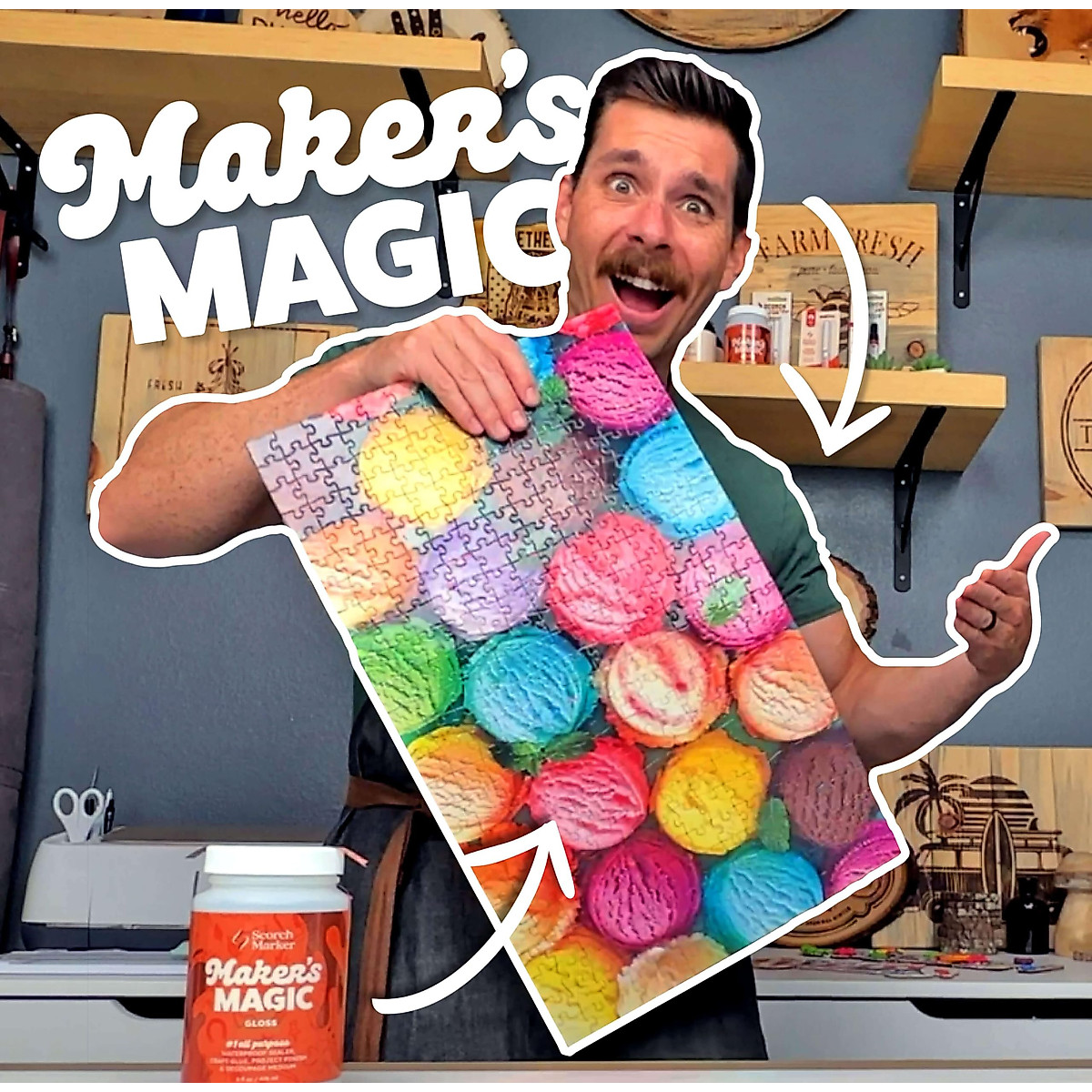 SCORCH MARKER - Maker’s Magic Sealer, All Purpose Glue, Waterbase Glue, Sealer, & Finish for Decoupage, DIY Crafts, & Art Projects, Craft Glue, w/Quickest Dry & Cure Time, Gloss Finish, 8Oz (1 Pack)