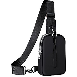 Small Sling Bag for Women Crossbody Fanny Packs Purses Chest Bags with Adjustable Shoulder Belt for Travel Sport Camping（Black）