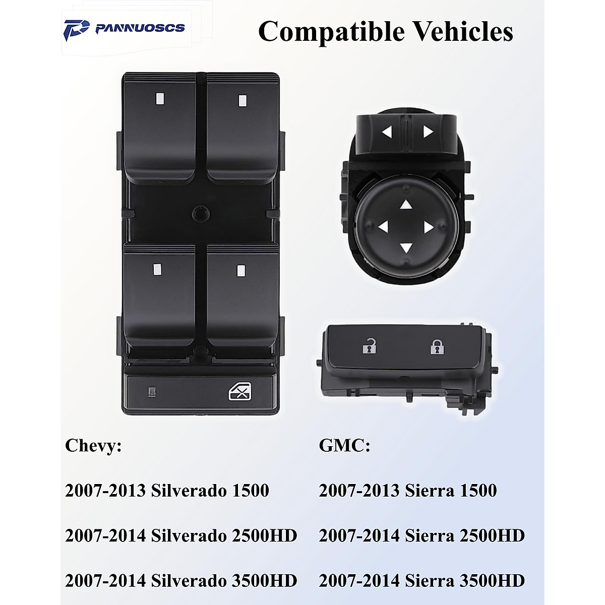 Window Switch Driver Side Compatible with 2007-2014 Chevy Silverado/GMC Sierra 1500 2500HD 3500HD Power Master Window Switch & Door Lock & Mirror Replace#20945129 15804093 22883768