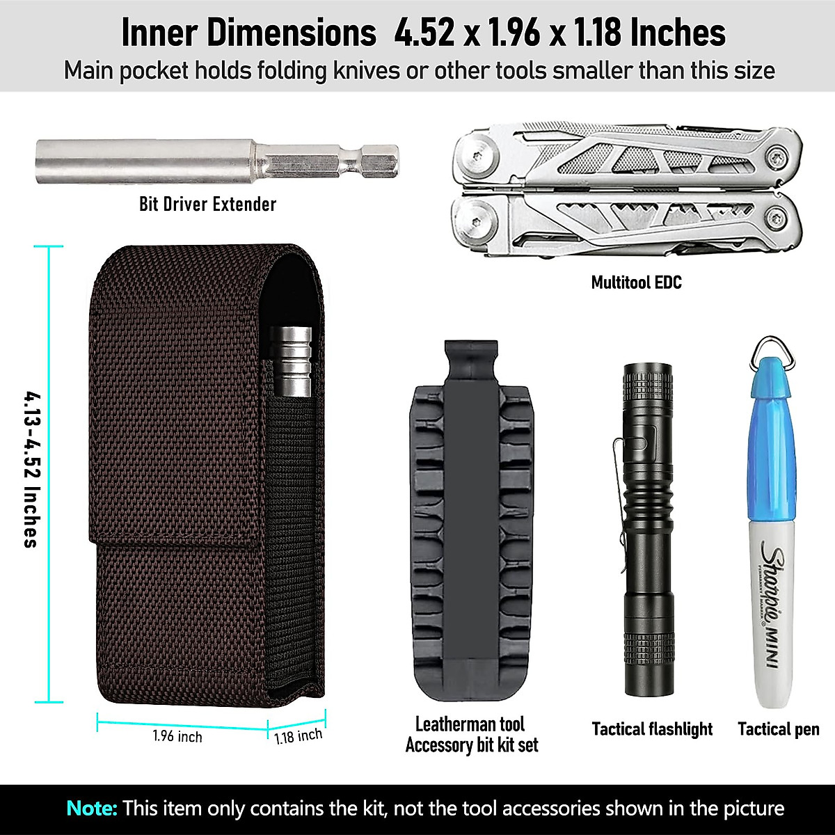 ykooe Multitool Sheath Compatible with Leatherman EDC Belt Organizer Tool Holster Nylon Pouch, Brown