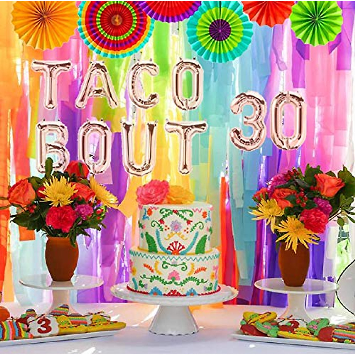 LaVenty 9 PCS Rose Gold Taco Bout 30 Balloons Nacho Average Thirty Balloon Fiesta 30th Birthday Decoration Taco Birthday Party Decoration Taco Party Decor