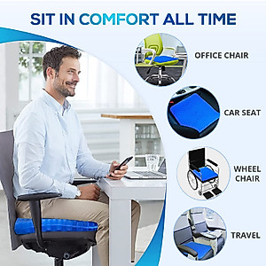 Gel Seat Cushion for Long Sitting Pressure Relief (Super Large & Thick) - Non-Slip Gel Chair Cushion for Back,Sciatica,Tailbone Pain Relief - Seat Cushion for Office Desk Chair,Car Seat,Wheelchair