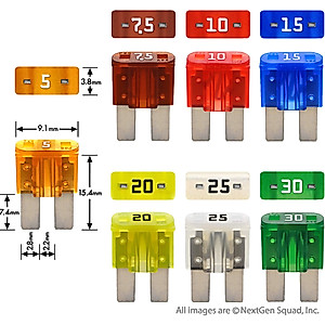 FuseTech Micro2 APT ATR 120 Piece Automotive Commercial Car Fuse Assortment (119 Blade Fuses + Fuse Puller) 5A 7.5A 10A 15A 20A 25A 30A