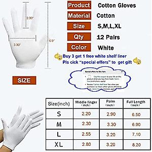 24pcs Unisex Soft White Cotton Gloves for Eczema Gloves for Moisturizing Dry Hands White Cotton Inspection Gloves (Large)
