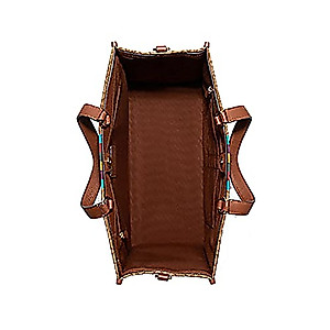 COACH Women's Dempsey Tote 40 In Signature Jacquard With Patch (Khaki - Redwood Multi)