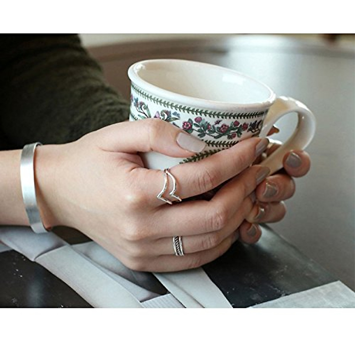 SILBERTALE 925 Sterling Silver Stacking Minimalist Midi Above Knuckle Pinky Finger Rings Bands 3pcs Set Size 2.5