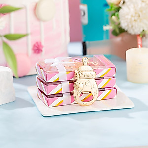 Uezea 24 Pieces Baby Bottle Openers Baby Shower Favors, Gifts, Decorations, or Souvenir Guest Gift Boxes, Poppin Design for Boys or Girls (pink)