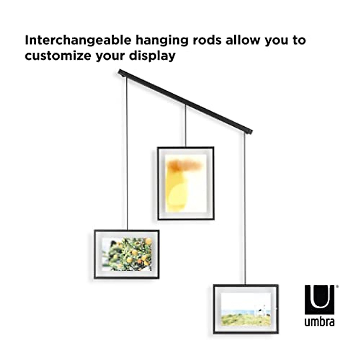 Umbra Exhibit Picture Frame Gallery Set, Adjustable Wall Collage Displays Three 8x10" Photos, Set of 3 Large, Black